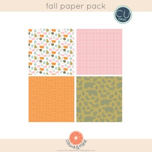 Autumn Fall Woodland Forest Digital Paper Pack - Hand-drawn Digital ...