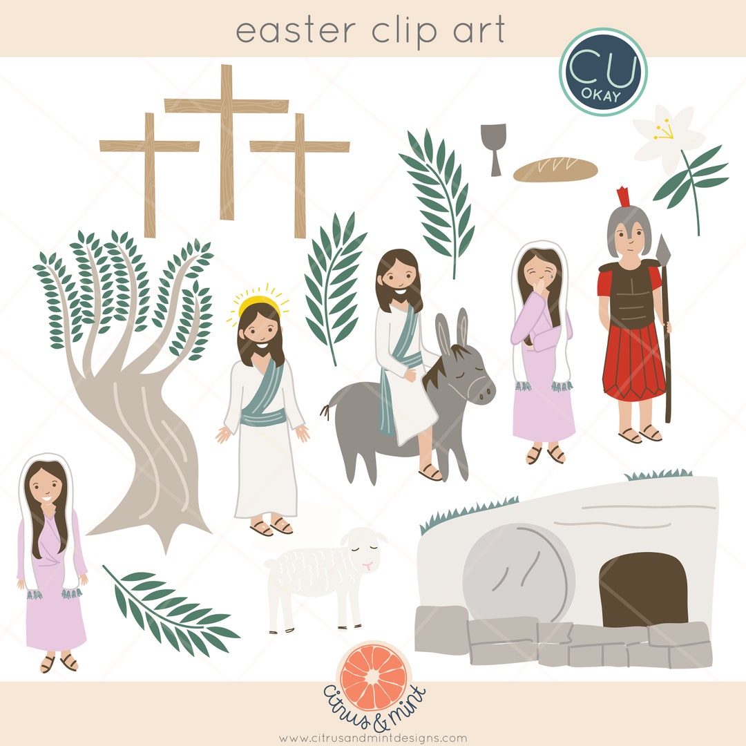 Easter Sunday Jesus Clip Art Graphics - Hand-drawn Digital ...
