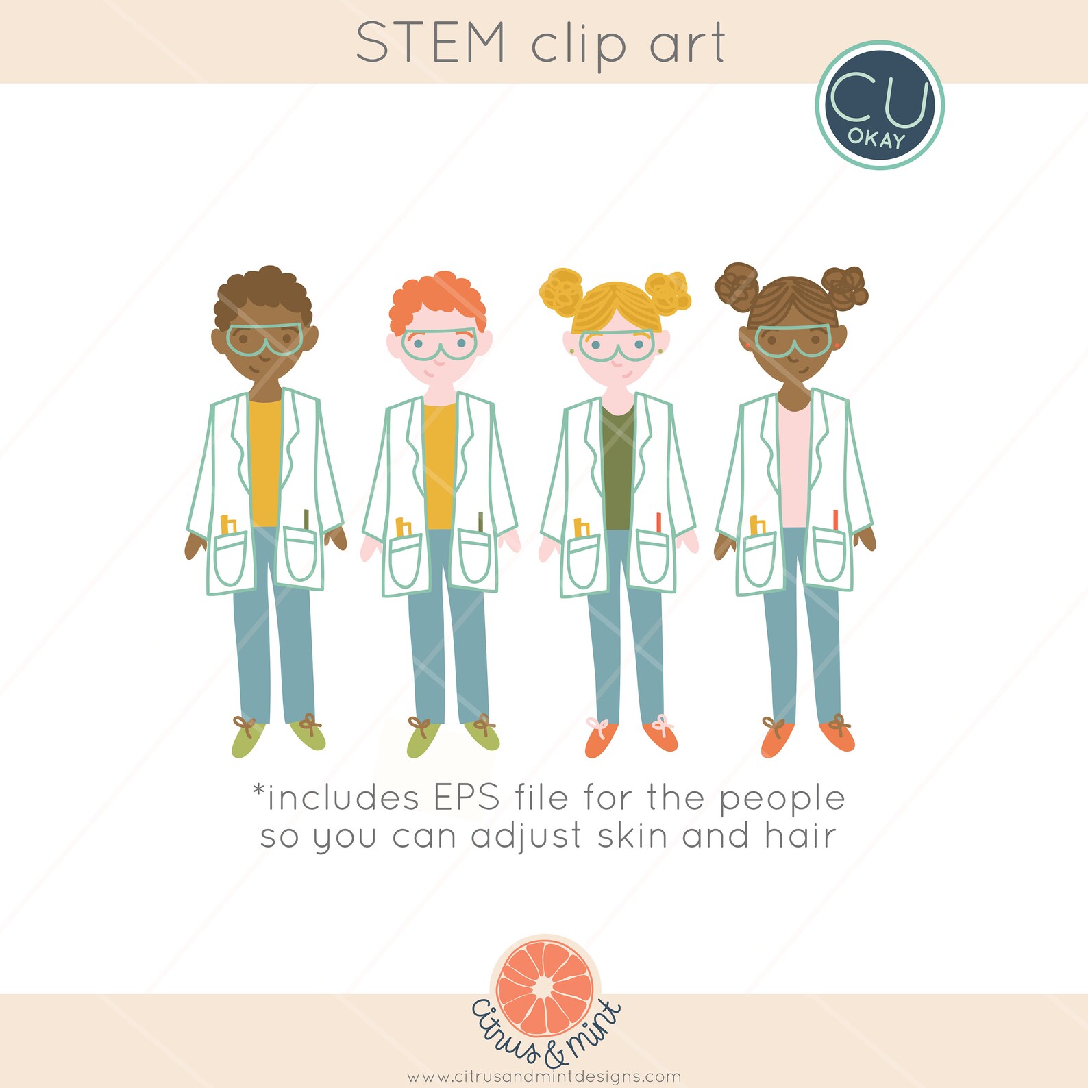 Science Math Teacher STEM Clip Art Graphics- Hand-drawn Digital ...