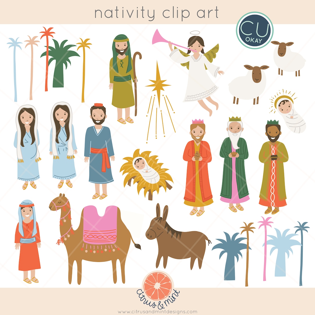 Christmas Nativity Religious Clip Art Graphics - Holiday 2017- Hand ...
