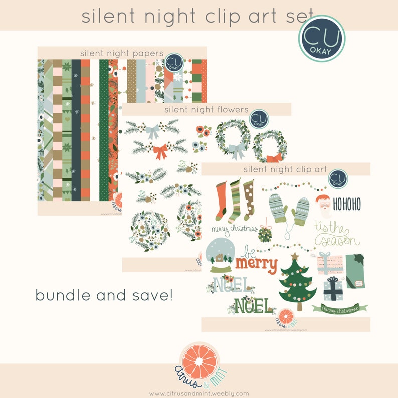 Christmas Digital Clip Art Set - Hand Drawn Illustrations- Commercial ...