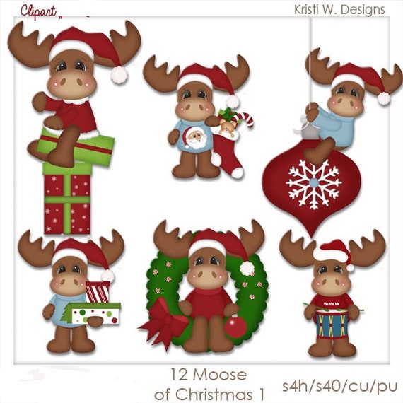 DIGITAL SCRAPBOOKING CLIPART 12 Moose of Christmas 1 | Etsy