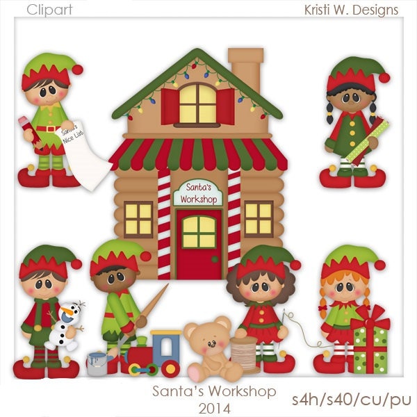 DIGITAL SCRAPBOOKING CLIPART - Santa's Workshop - Etsy