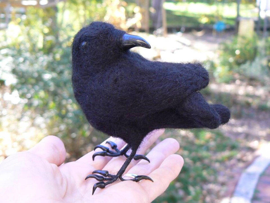 Needle Felted Bird, Raven Sculpture,woodland Animal, Made to Order - Etsy