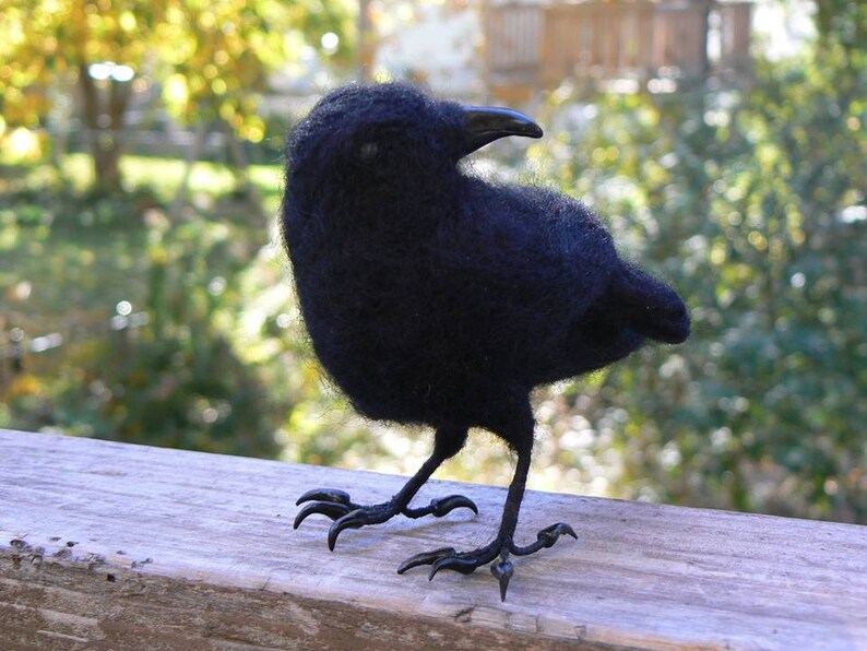 Needle Felted Bird, Raven Sculpture,woodland Animal, Made to Order - Etsy