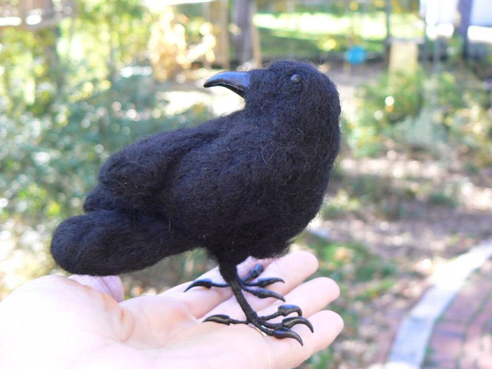 Needle Felted Bird, Raven Sculpture,woodland Animal, Made to Order - Etsy