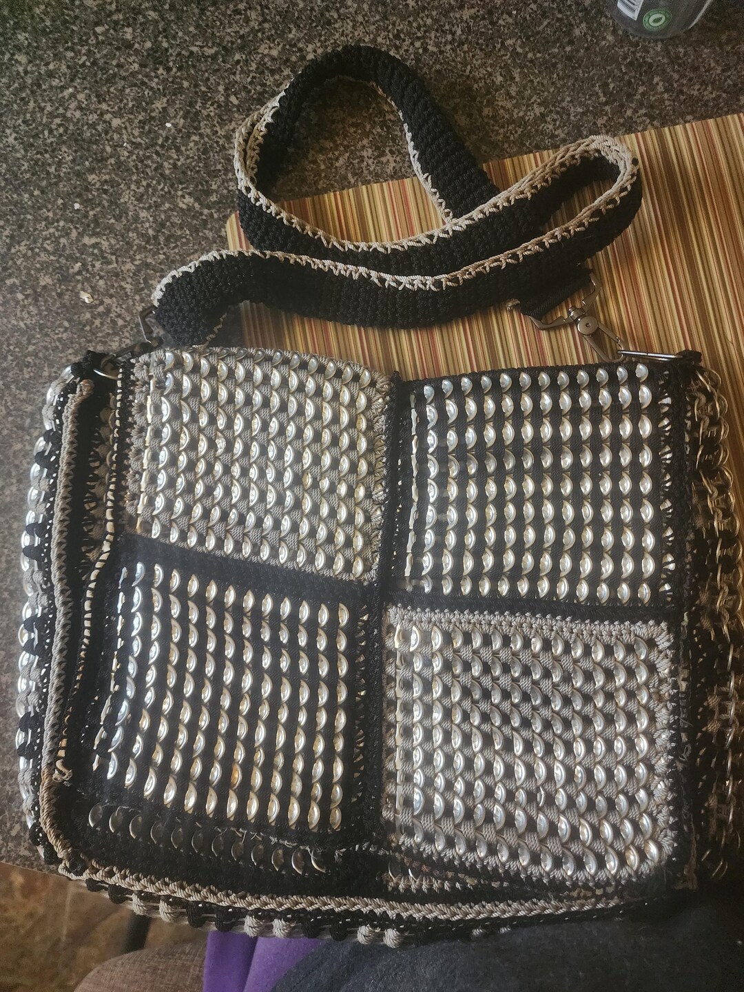 Handmade Recycled Soda Tab Purse: Black & Silver - Etsy