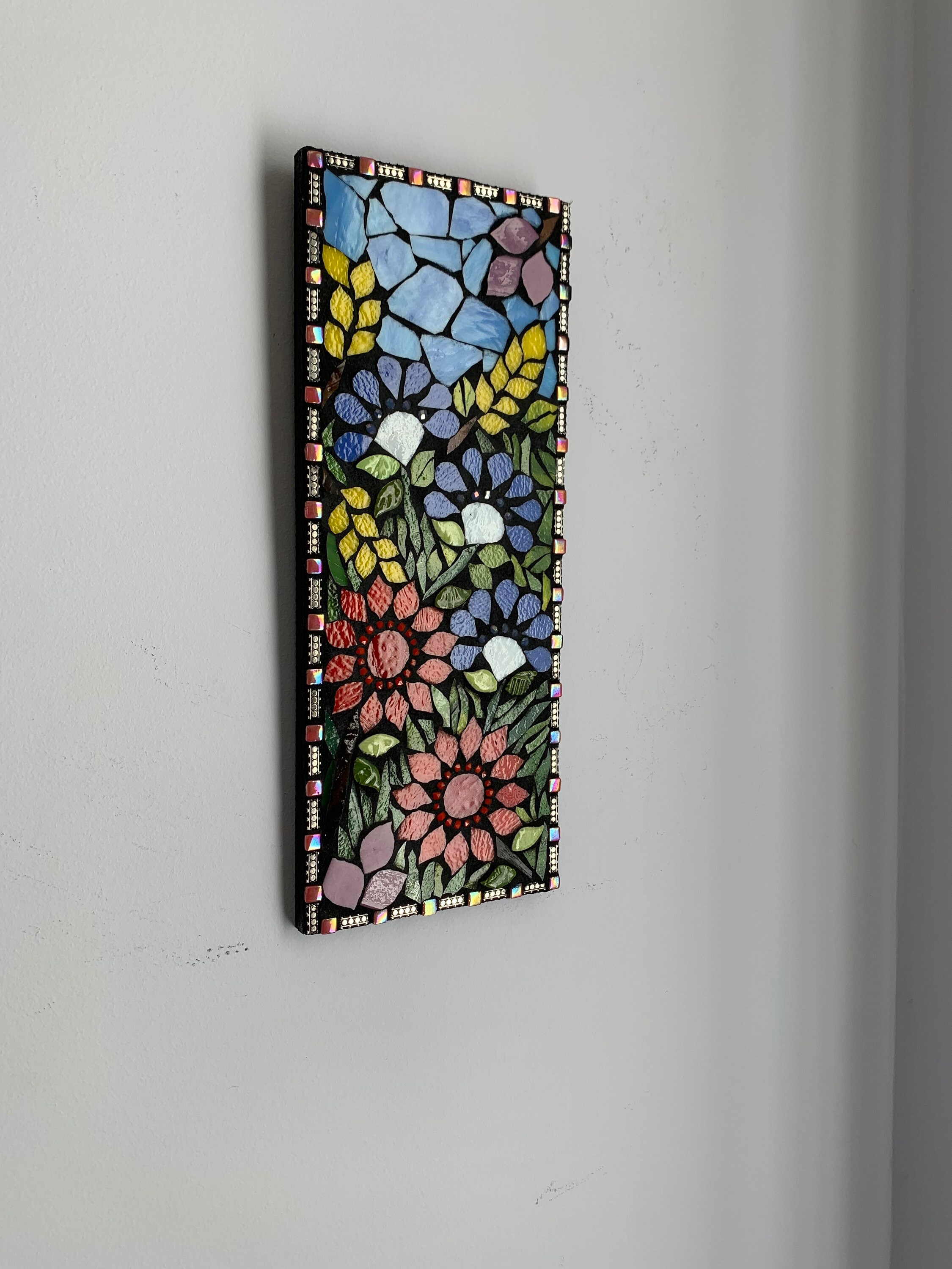 Mosaic Wall Art, Colorful Mixed Media Glass Art, Unique Vibrant Wall ...