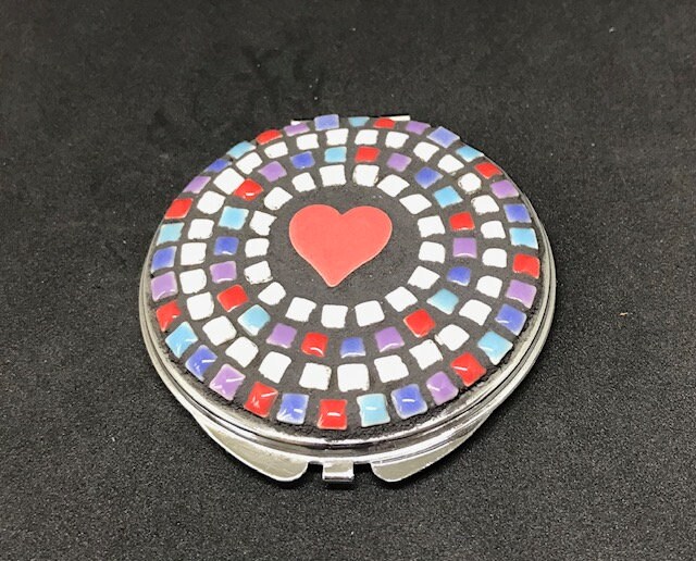 Signature Heart in Red, Blue and Purple Mosaic Compact Mirror - Etsy