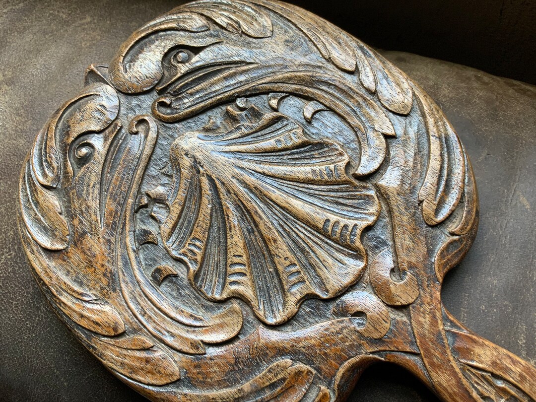 Stunning Antique Carved Green Man Hand Mirror Witch Mirror Witchcraft ...