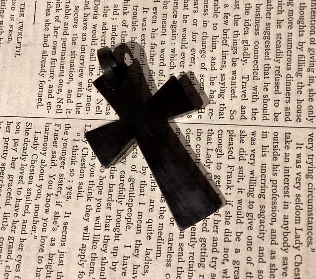 Antique Victorian Mourning Cross Pendant - Vulcanite - Faux Jet ...