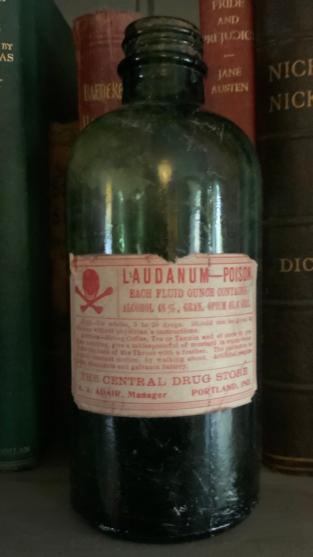 Antique Green Glass Poison Bottle Laudanum Cabinet of - Etsy