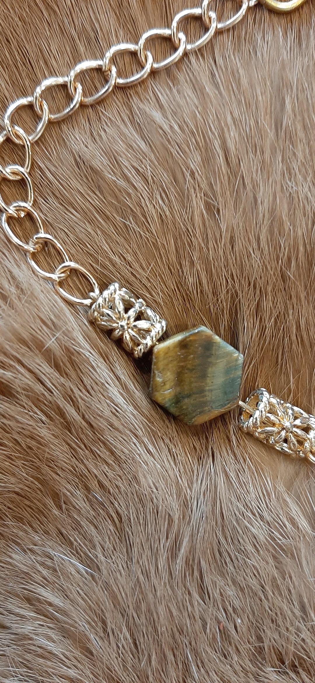 Tiger Eye and Gold Tie Chain - Etsy