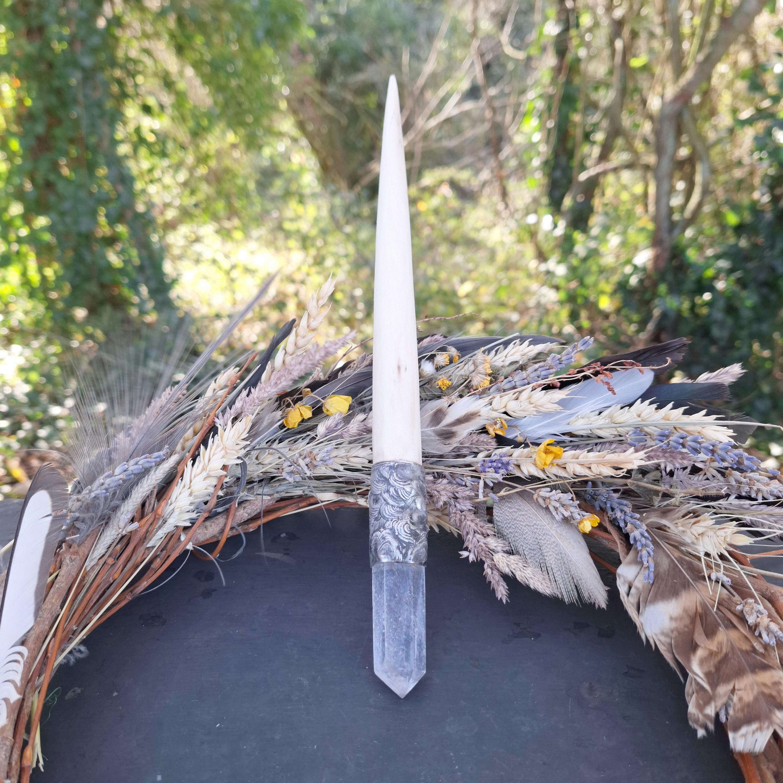 White Willow Wand, Quartz & Moonstone Wand, Magic Wand, Wood Crystal ...