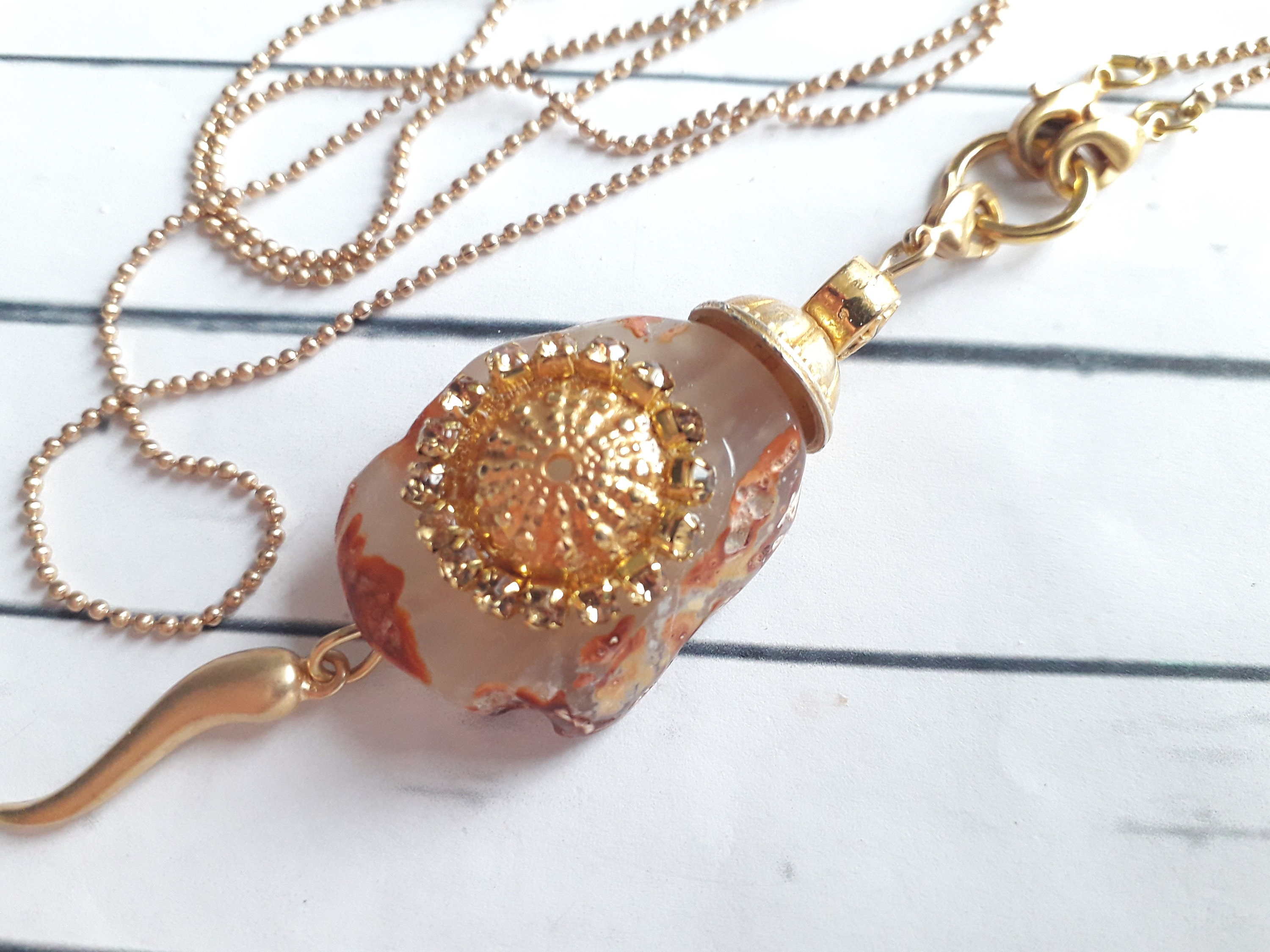 Ketting bal ketting met hanger jade steen | Etsy Nederland