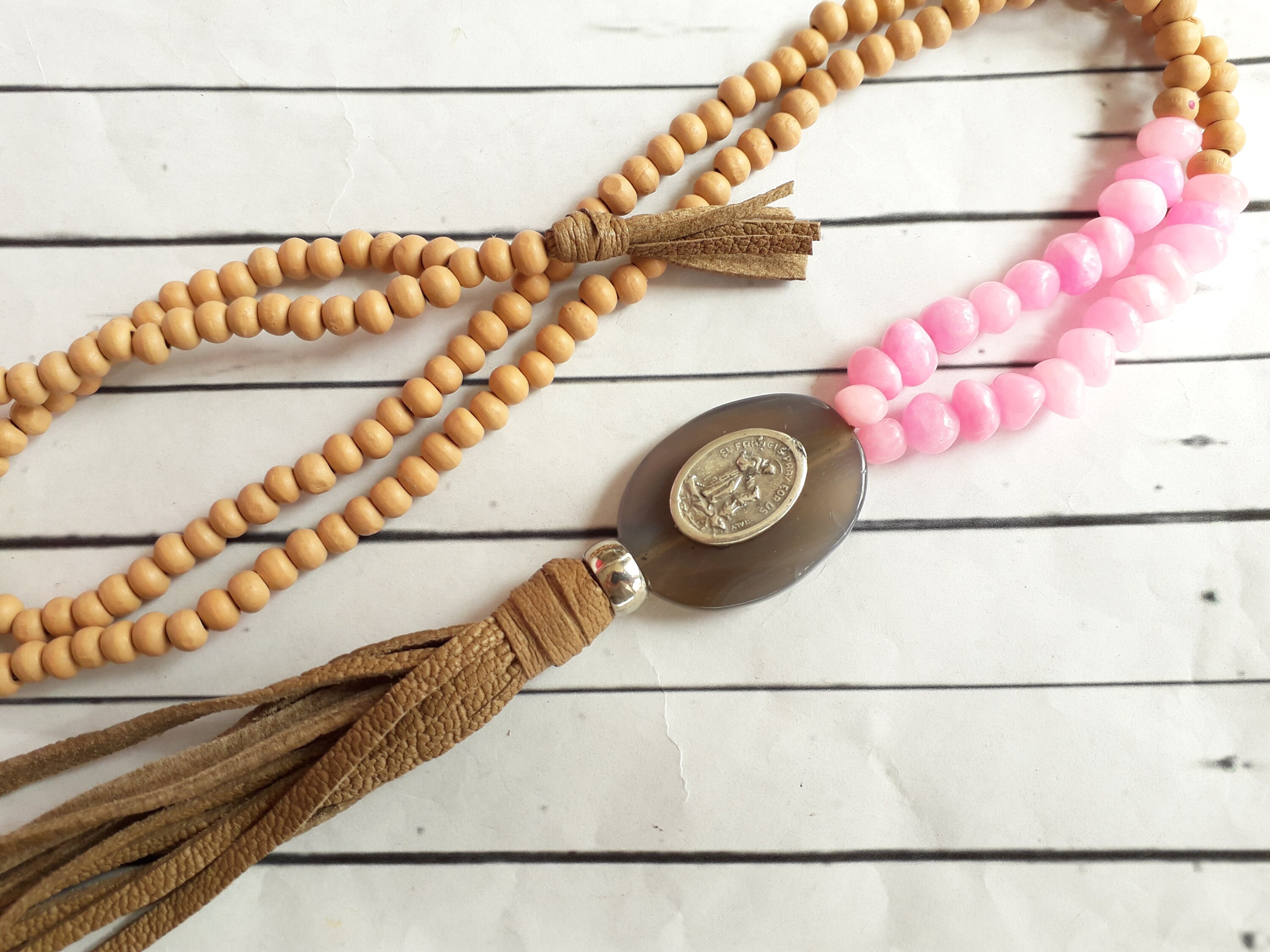 Necklace With Beaded Tassel Chain Begging Chain Saint Image - Etsy UK