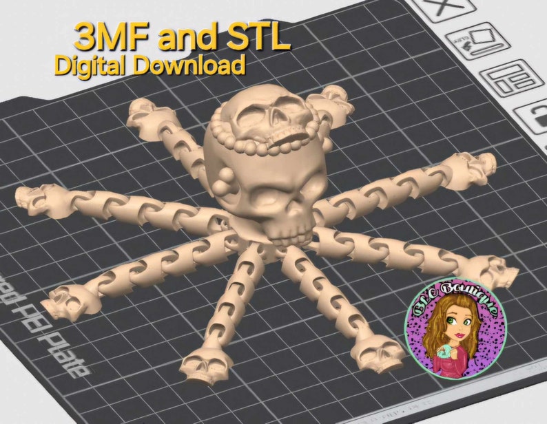 Flexi Octo Skull .3mf / .STL File for 3D Printing - Etsy
