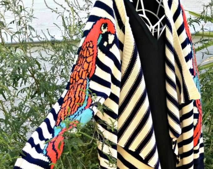 Parrot Sweater, Macaw Parrot, Cardigan Sweater, Striped Sweater, Parrot ...