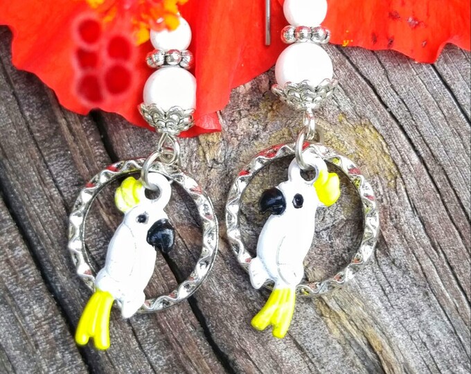 Sulphur Crested Cockatoo Earrings Parrot Jewelry Etsy