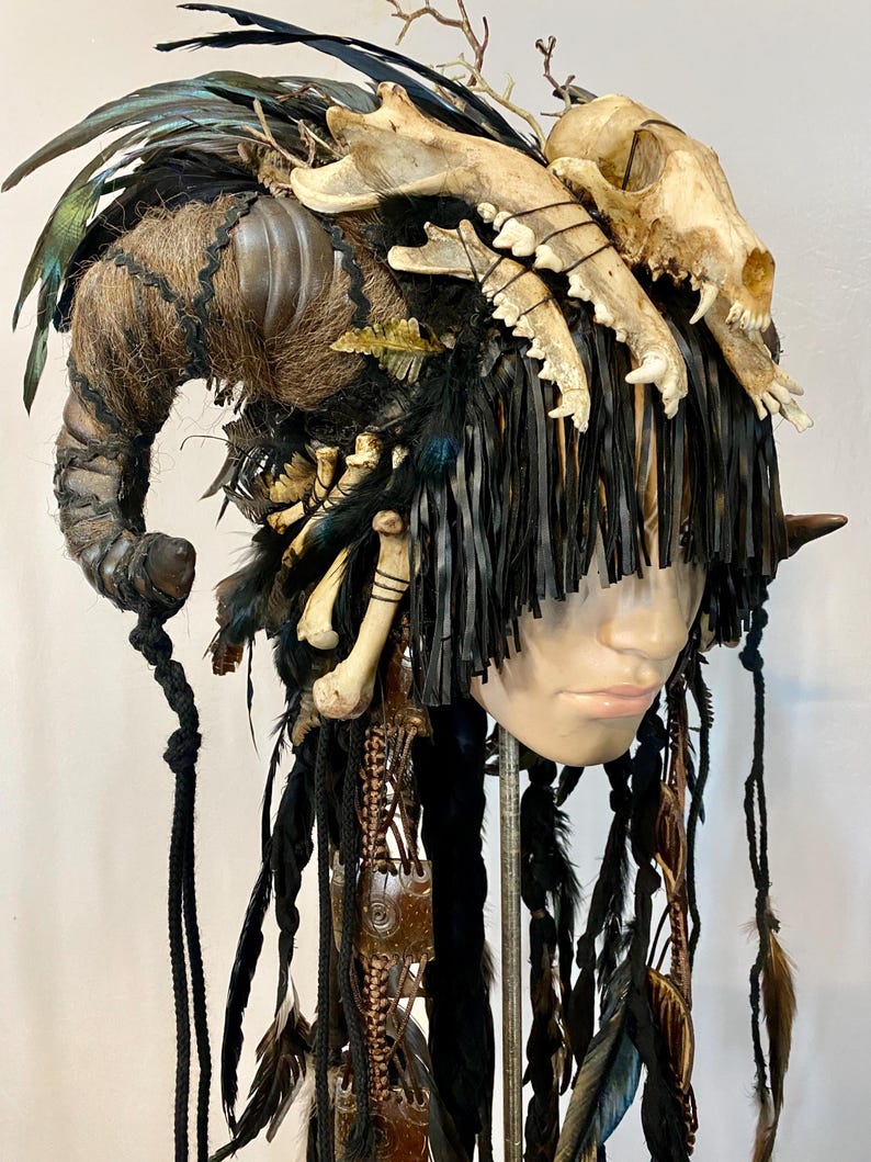 Bone Crown / Shaman Fantasy Headdress / Gothic Headdress / Ghost ...