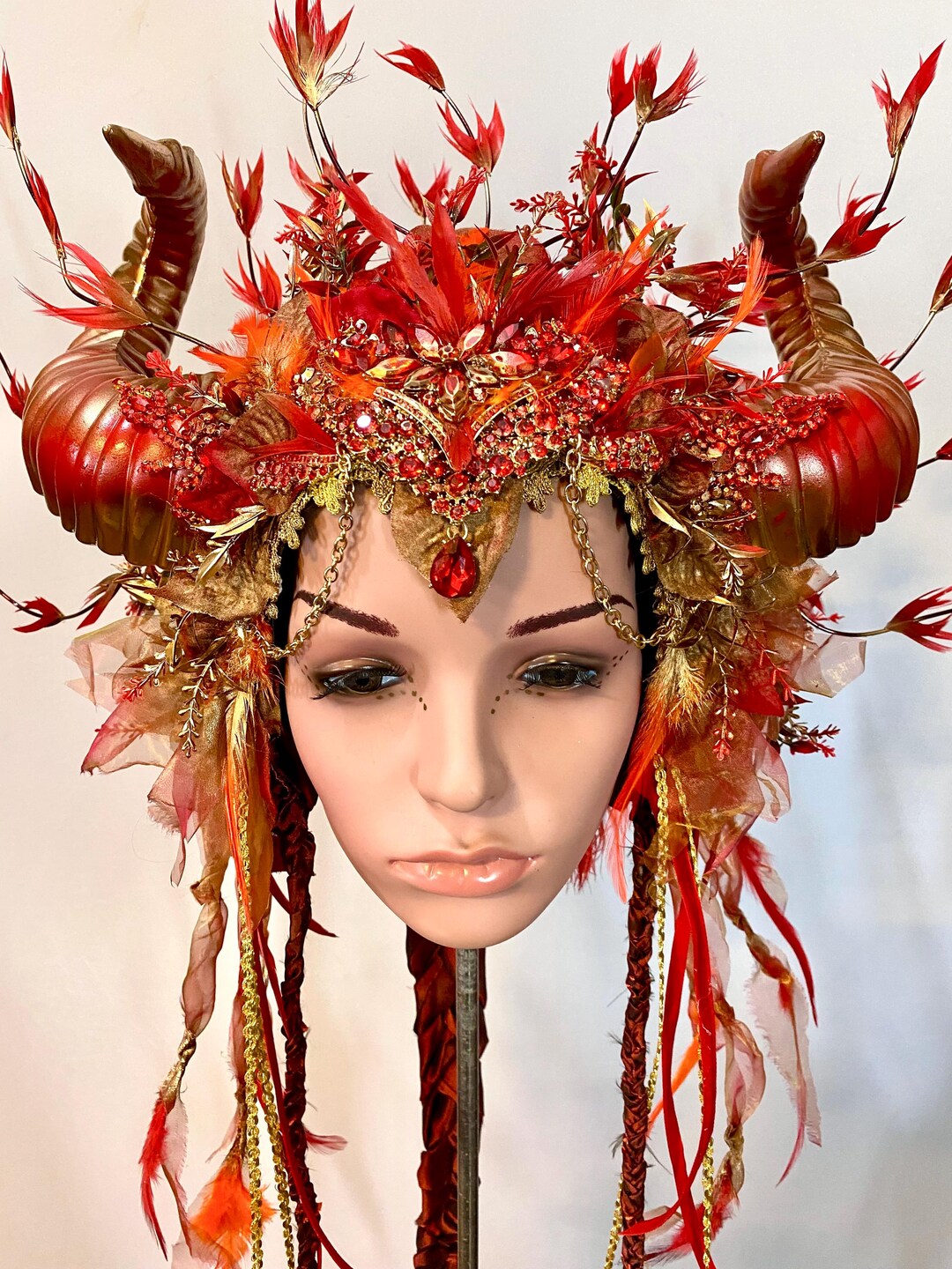 Queen of Flames / Fantasy Headdress / Fire Fairy / Feather Crown / Fire ...