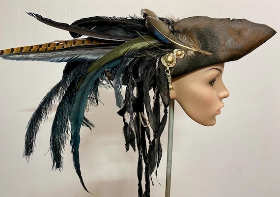 Leather Pirate Hat With Feather