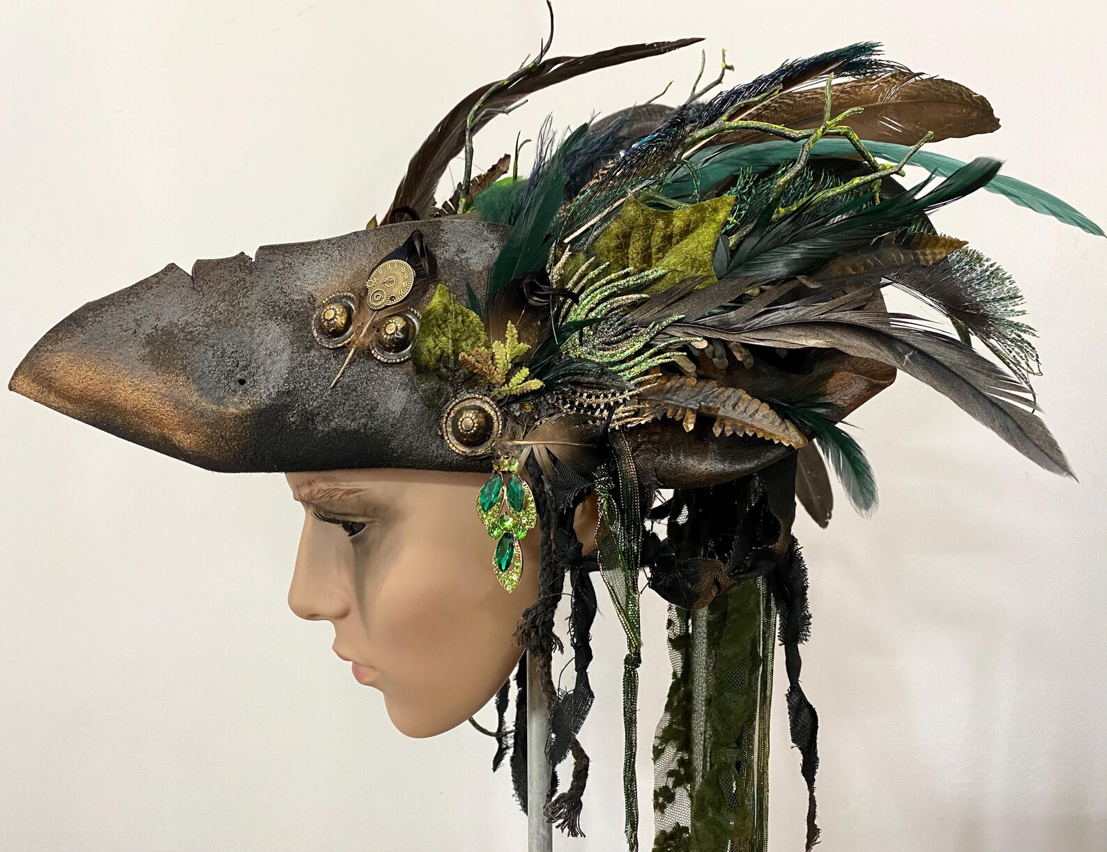 Pirate Bride Peacock / Pirate Hat / Pirates Tricorn / Feathered Hat ...