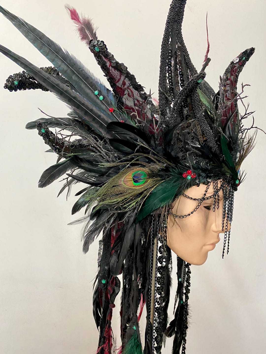 Gothic Headdress Raven Queen / Halloween / Fantasy Headdress / Dark ...