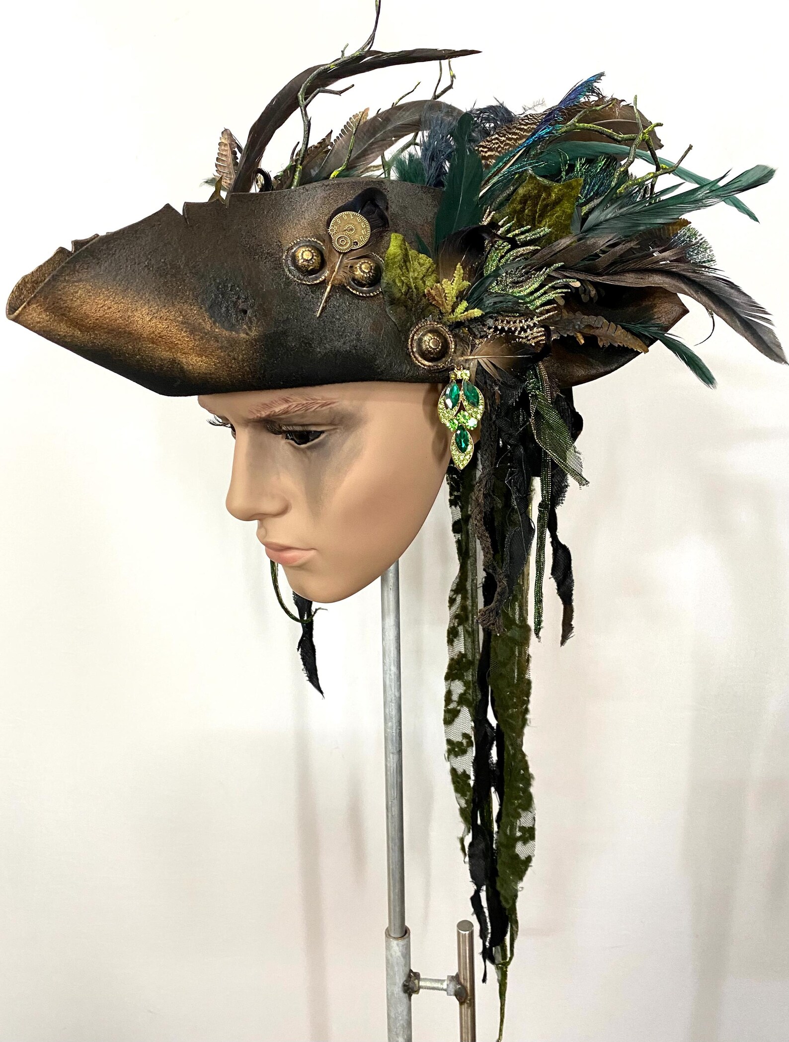 Pirate Bride Peacock / Pirate Hat / Pirates Tricorn / Feathered Hat ...