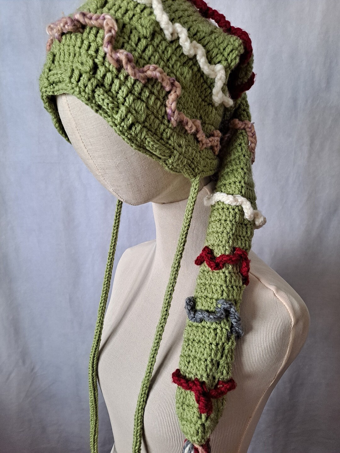 Custom Made Crochet Long Hat With Tassels in Colors of Your Choice - Etsy