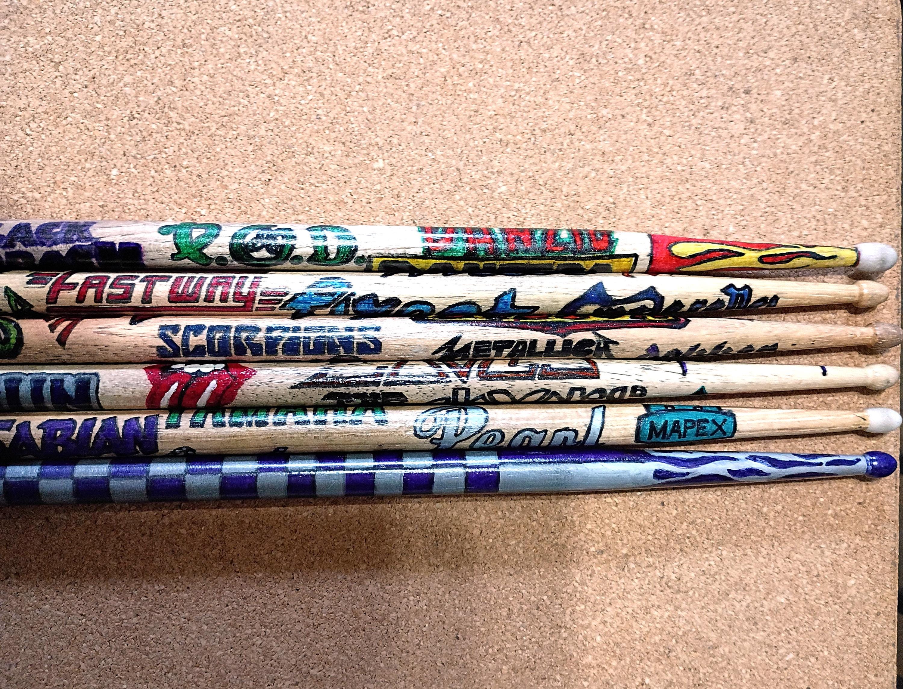 Personalized Custom Hand Drawn Drumsticks, J C's Drumsticks, Style # 3 ...