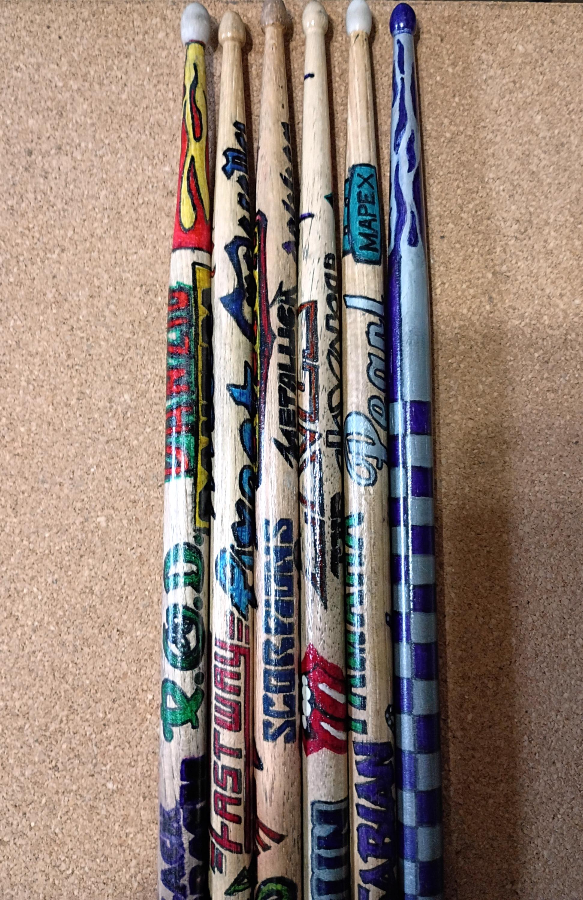 Personalized Custom Hand Drawn Drumsticks, J C's Drumsticks, Style # 1 ...