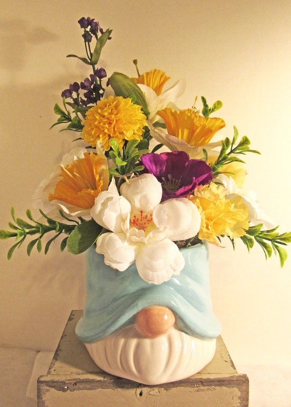 Ceramic Gnome Vase-floral Arrangement-spring Flowers-gift for - Etsy