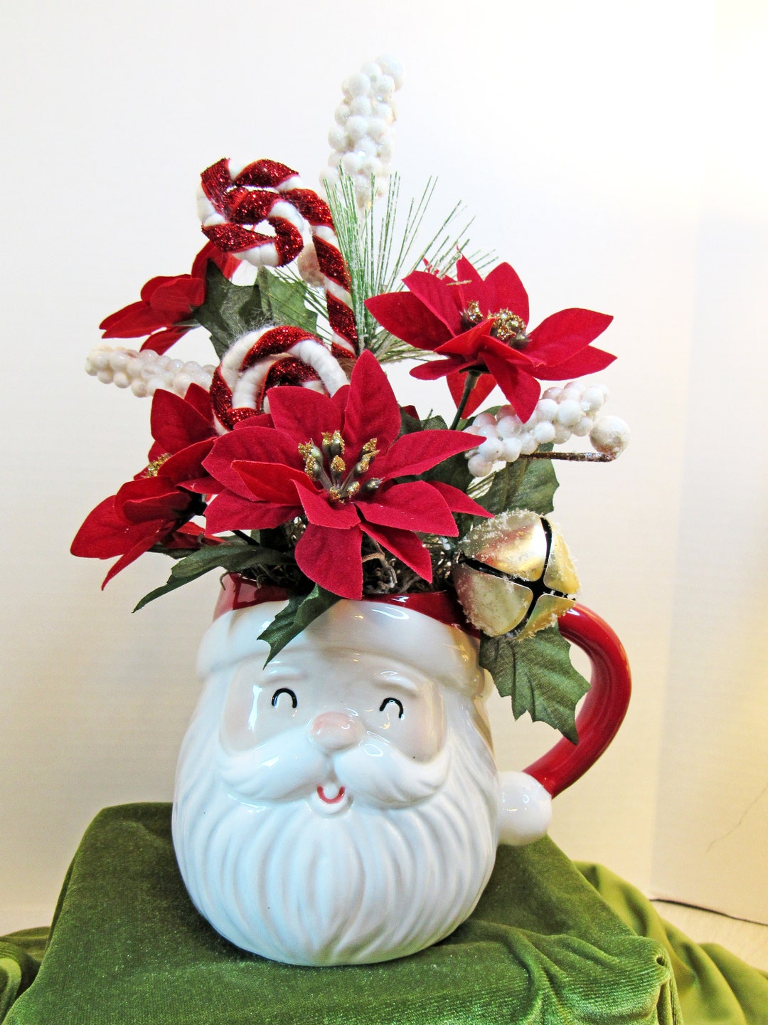 Christmas Mug-floral Arrangement-santa Clause-candy Cane-gift for Her ...