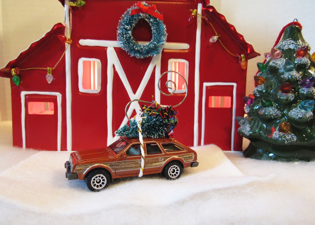 Christmas Tree Ornament-die Cast Car-1980 AMC Eagle With Miniature Tree ...