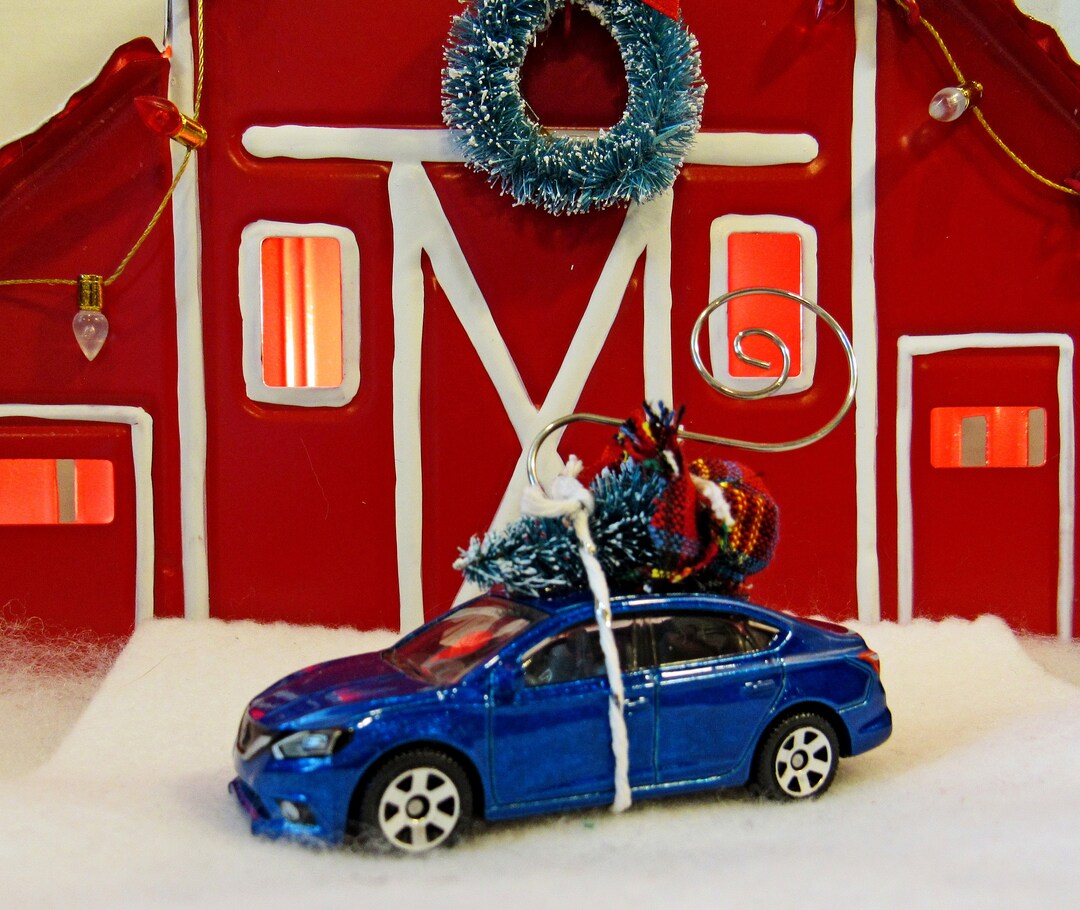 Christmas Tree Ornament-die Cast Car-2016 Nissan Sentra With Miniature ...