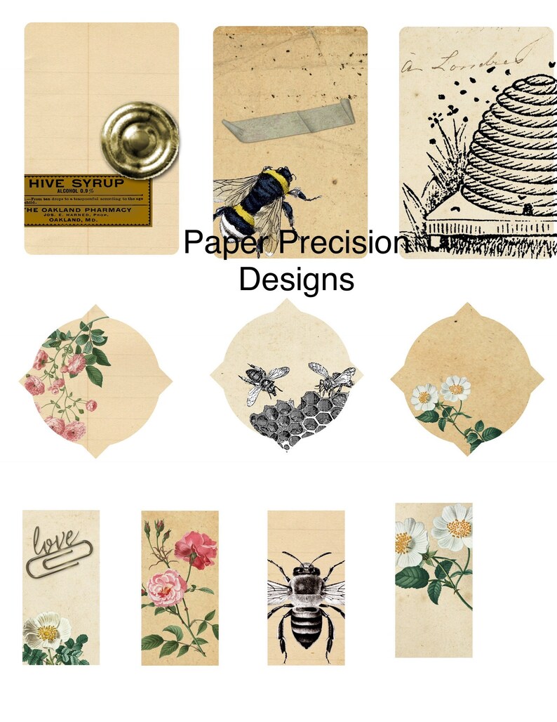 Printable Digital Vintage Bee Journal Kit - Etsy