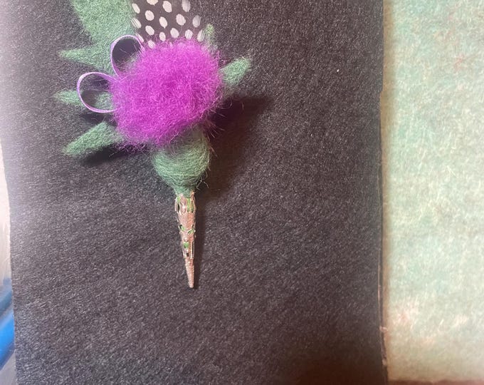Needle Felted Scottish Thistle Boutonnier Brooch . Wedding Buttonhole ...