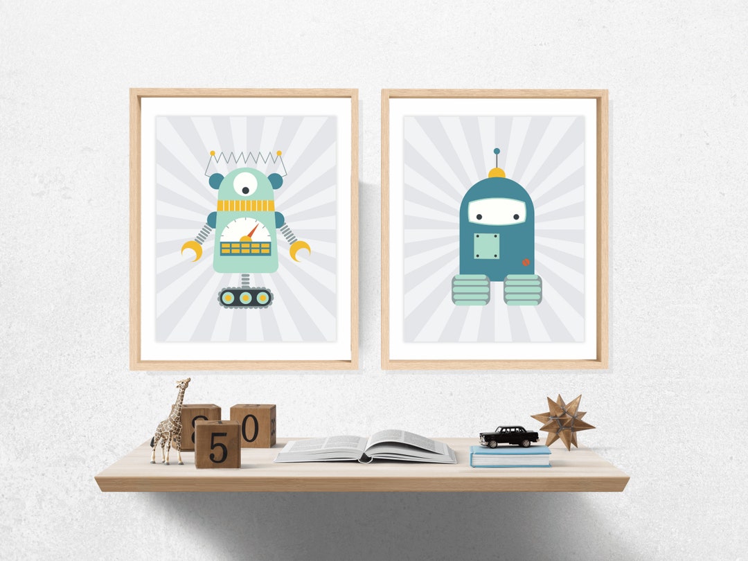 Kids Robot Art, Digital Download, Robot Nursery Decor, Instant Download ...