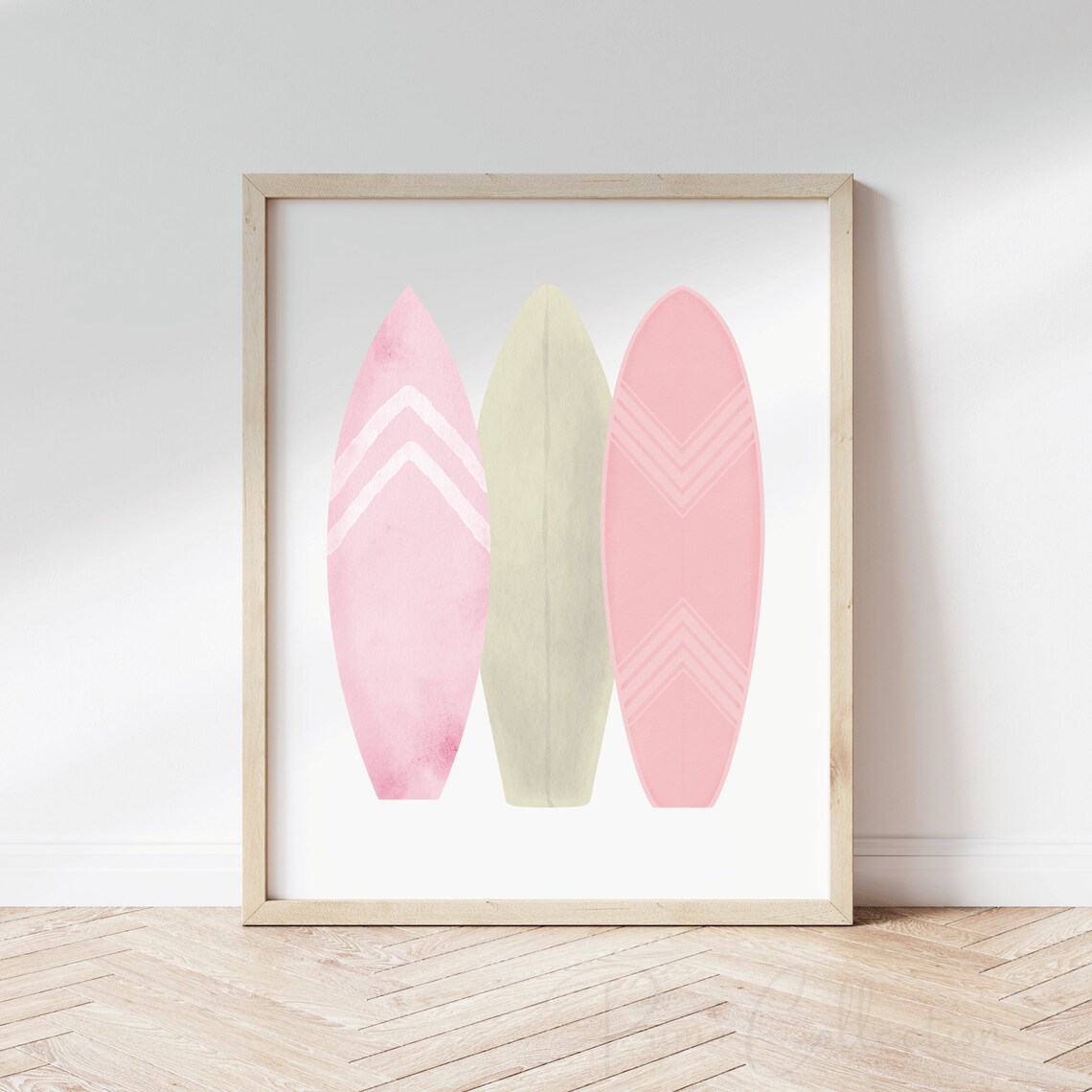Pink Surfboards Nursery Wall Art, Coastal Nursery Prints, Digital ...