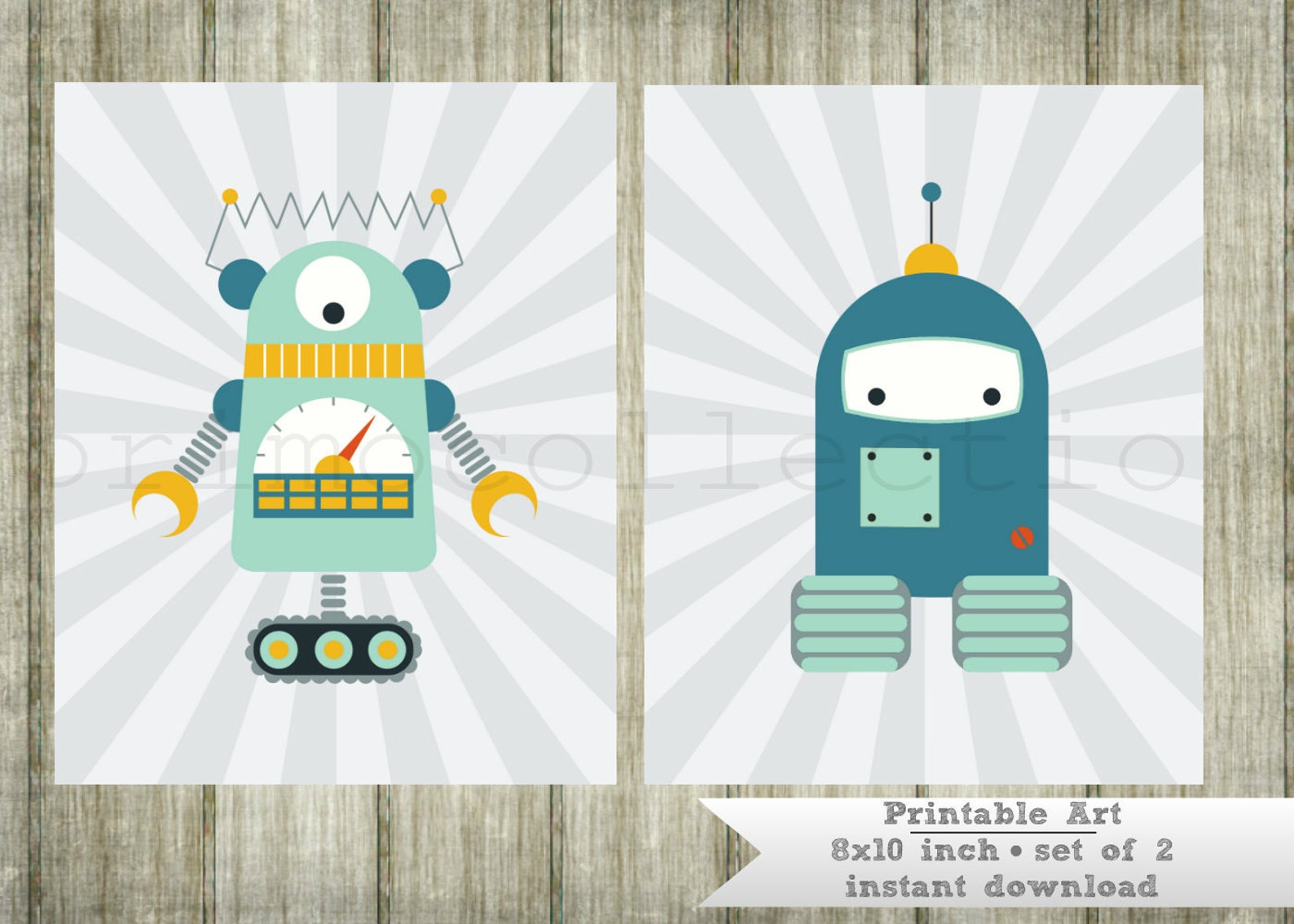 Kids Robot Art Digital Download Robot Nursery Decor Instant - Etsy