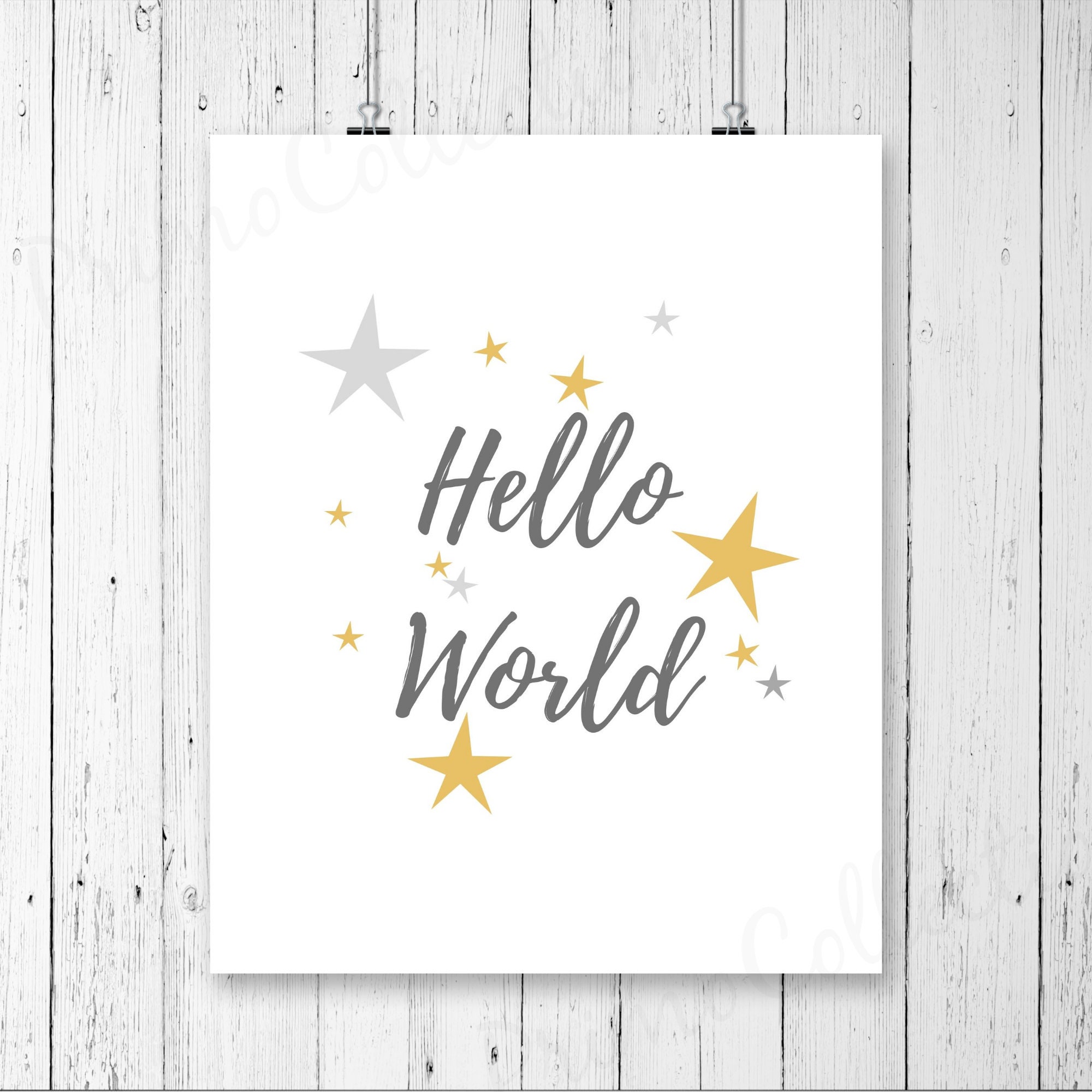 Hello World Wall Art, Nursery Wall Art, Hello World Printable, DIGITAL ...