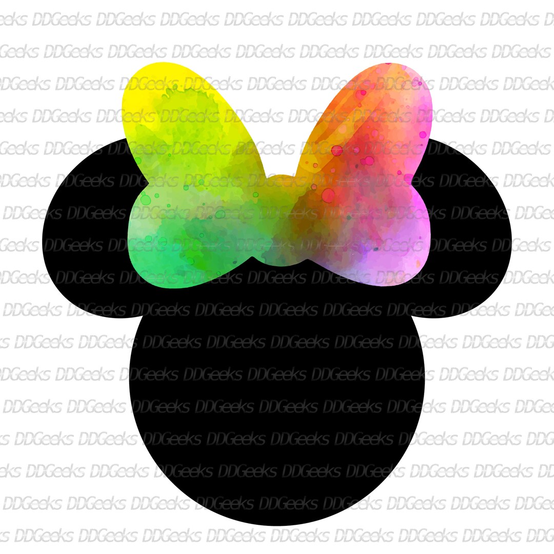 Minnie Mouse Rainbow Watercolor Bow Silhouette Digital Download PNG - Etsy