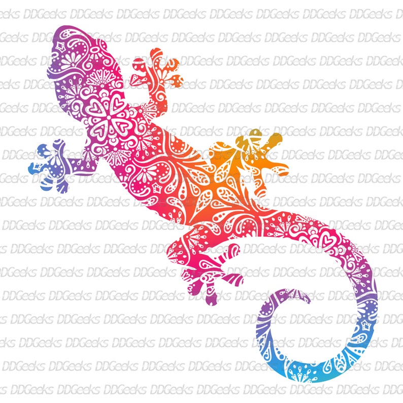Gecko in Colorful Mandala Pattern Digital Download PNG - Etsy