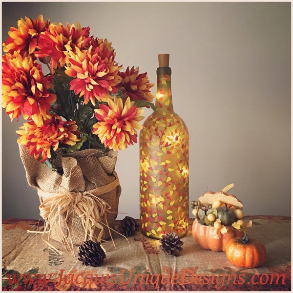 Painted Bottles With Lights - Etsy