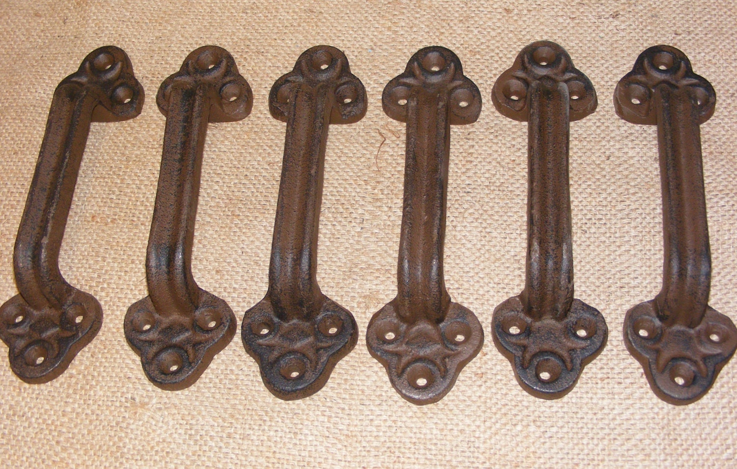 Cast Iron Large Gate Door Pull Handle SET 12 Country Barn Rustic ...