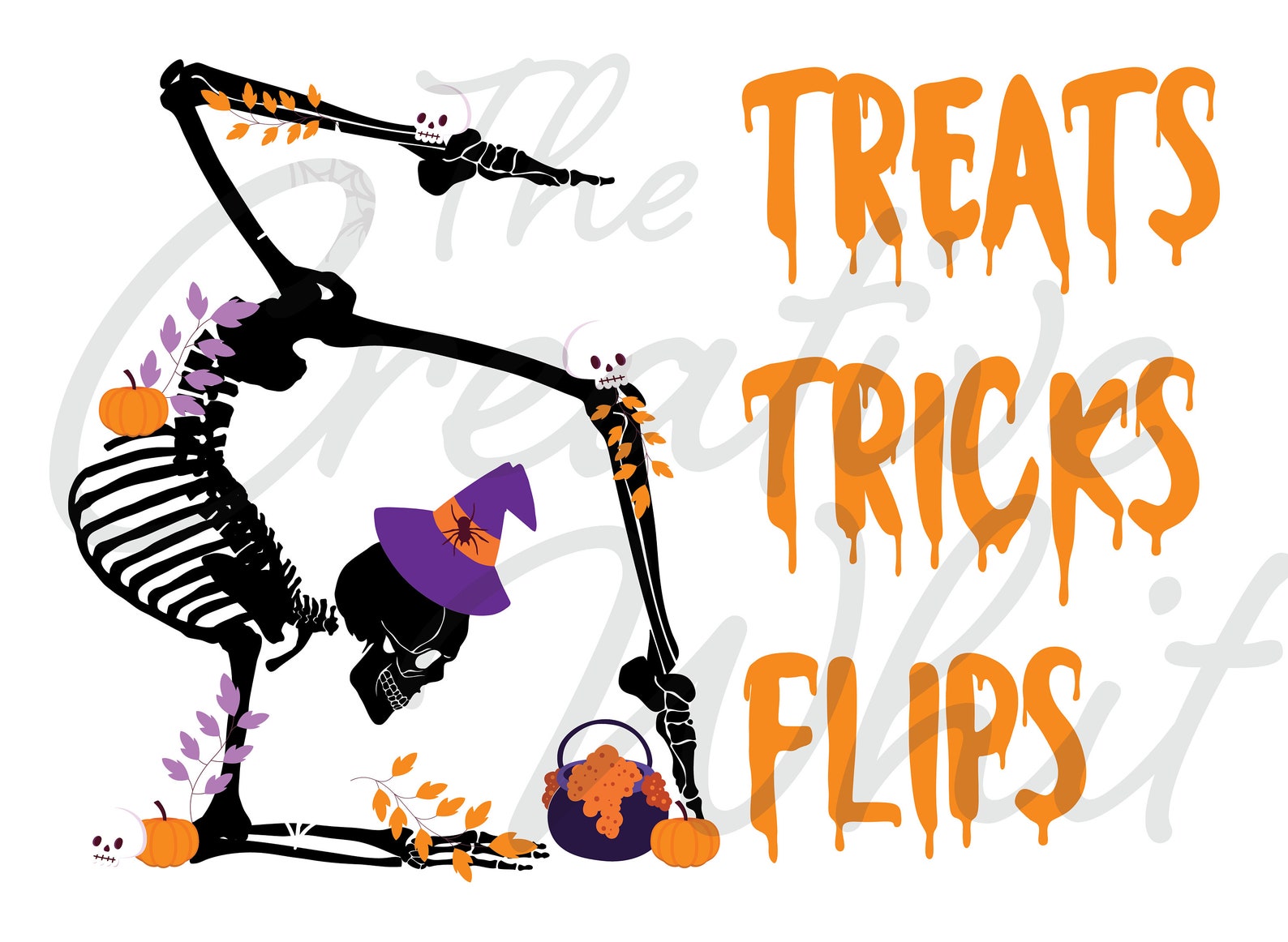 Halloween Gymnastics Skeleton Handstand PNG: Treats Tricks Flips ...