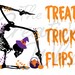 PNG - Treats Tricks Flips, Halloween Skeleton Handstand, Halloween ...