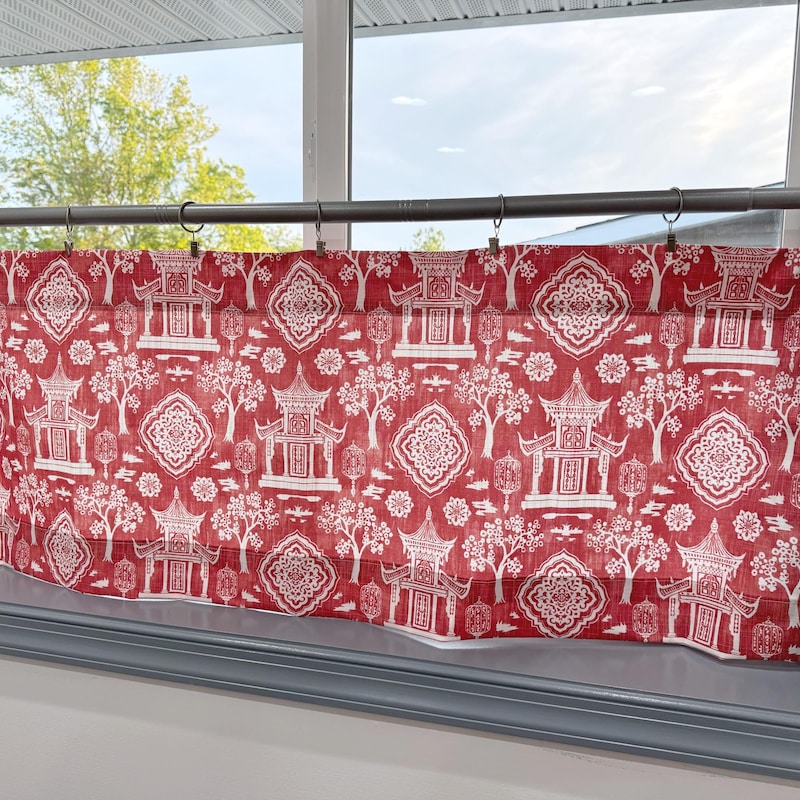 Red Toile Valance - Etsy