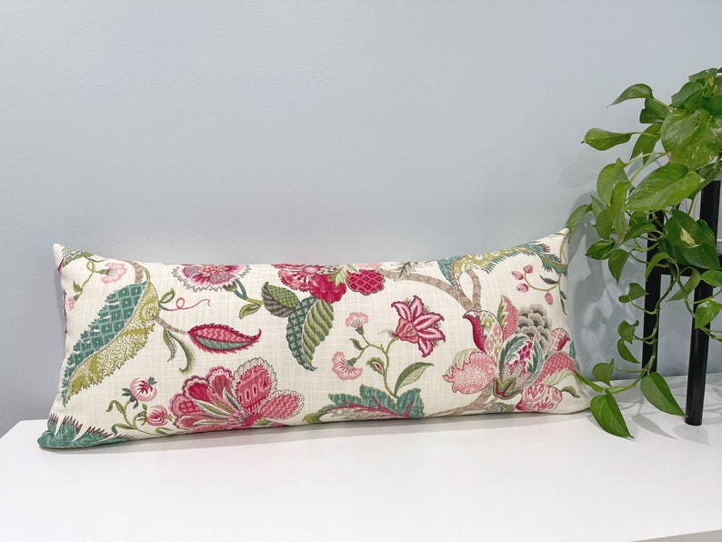 Raspberry Floral Lumbar Pillow Cover Red Pink Shades of - Etsy